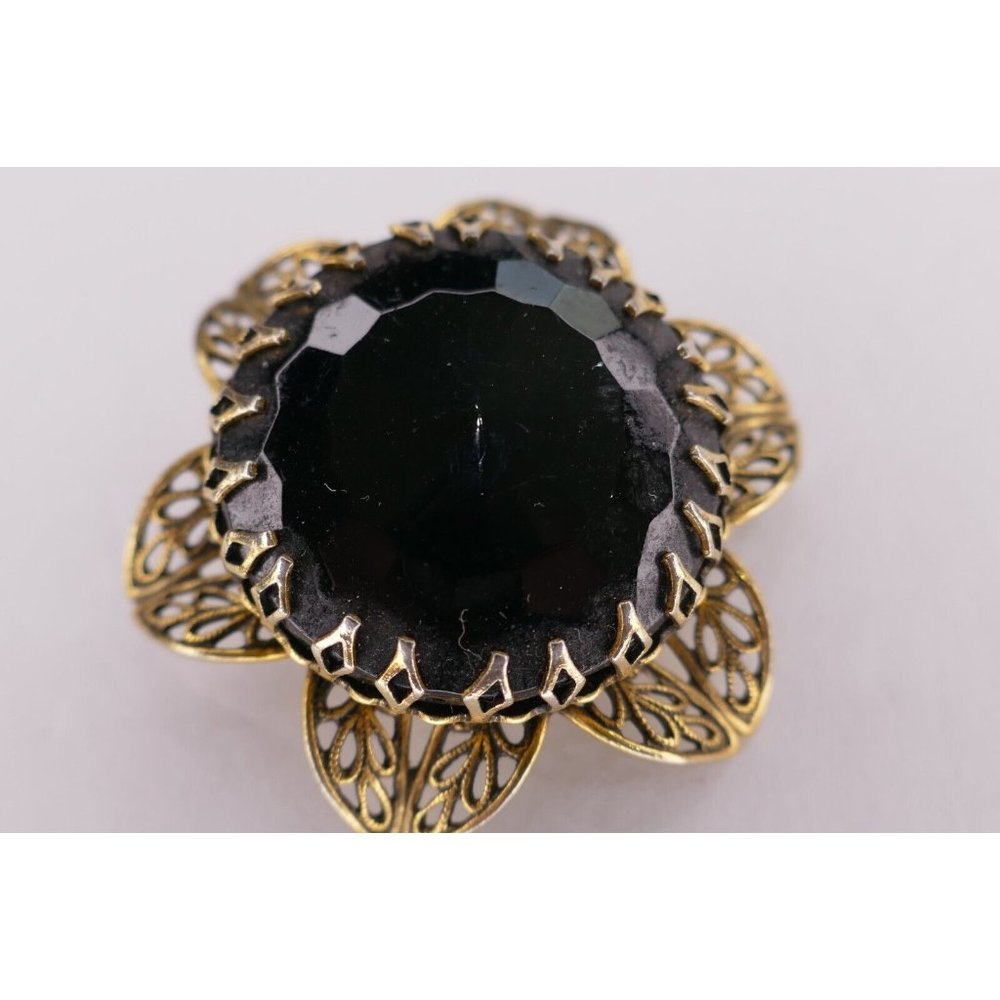 Victorian Revival Brooch Signed Freirich - Big Black … - Gem